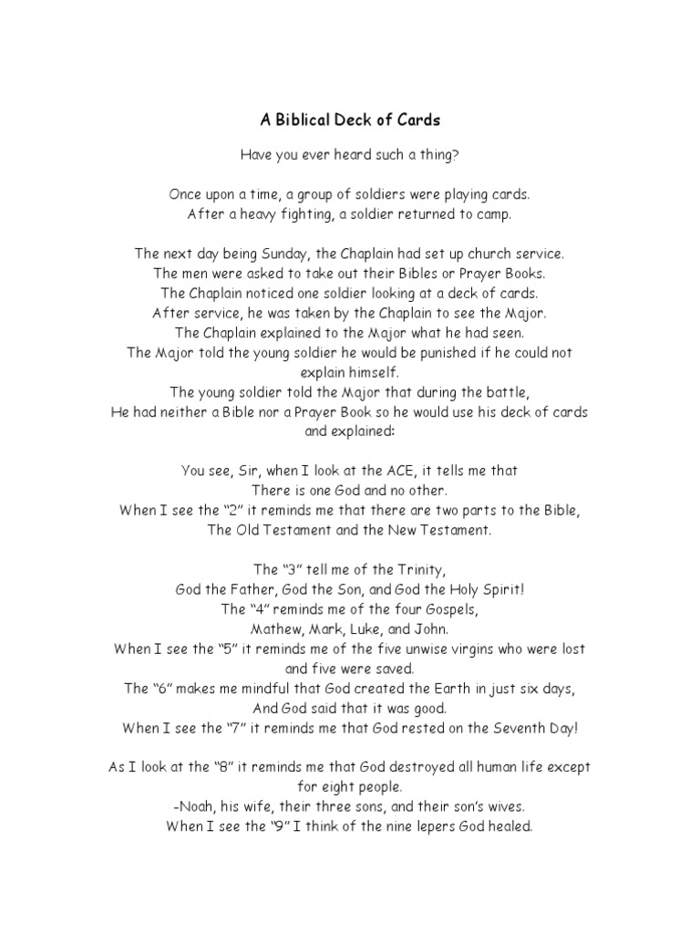 A Biblical Deck of Cards | PDF | Bible | God