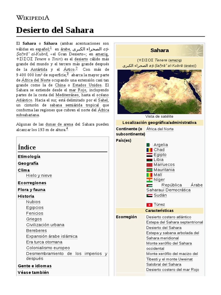 Desierto Del Sahara | Descargar gratis PDF | Sáhara | Geografía Física