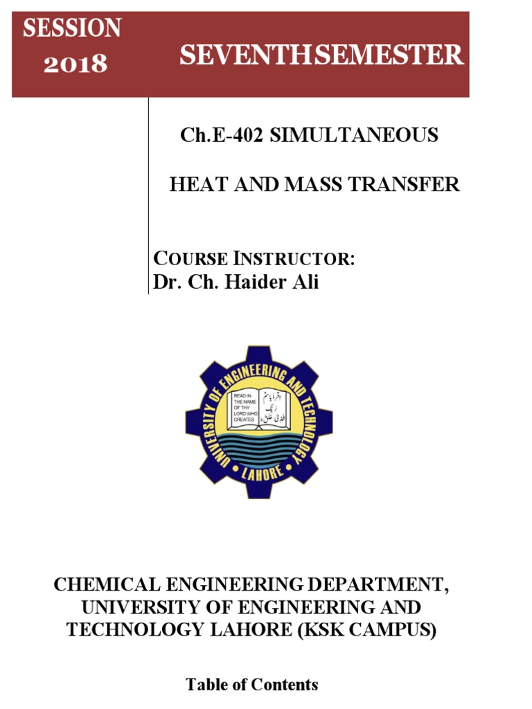 Course File SHMT (Obe) | PDF | Distillation | Humidity