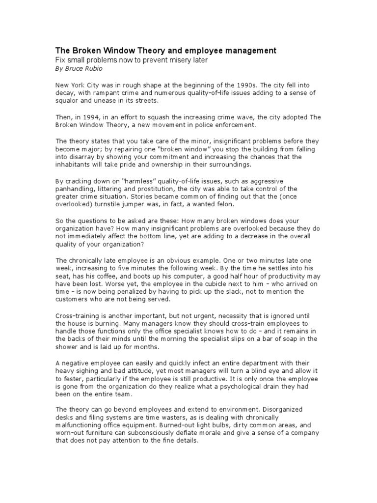 Management-The Broken Window Theory | PDF