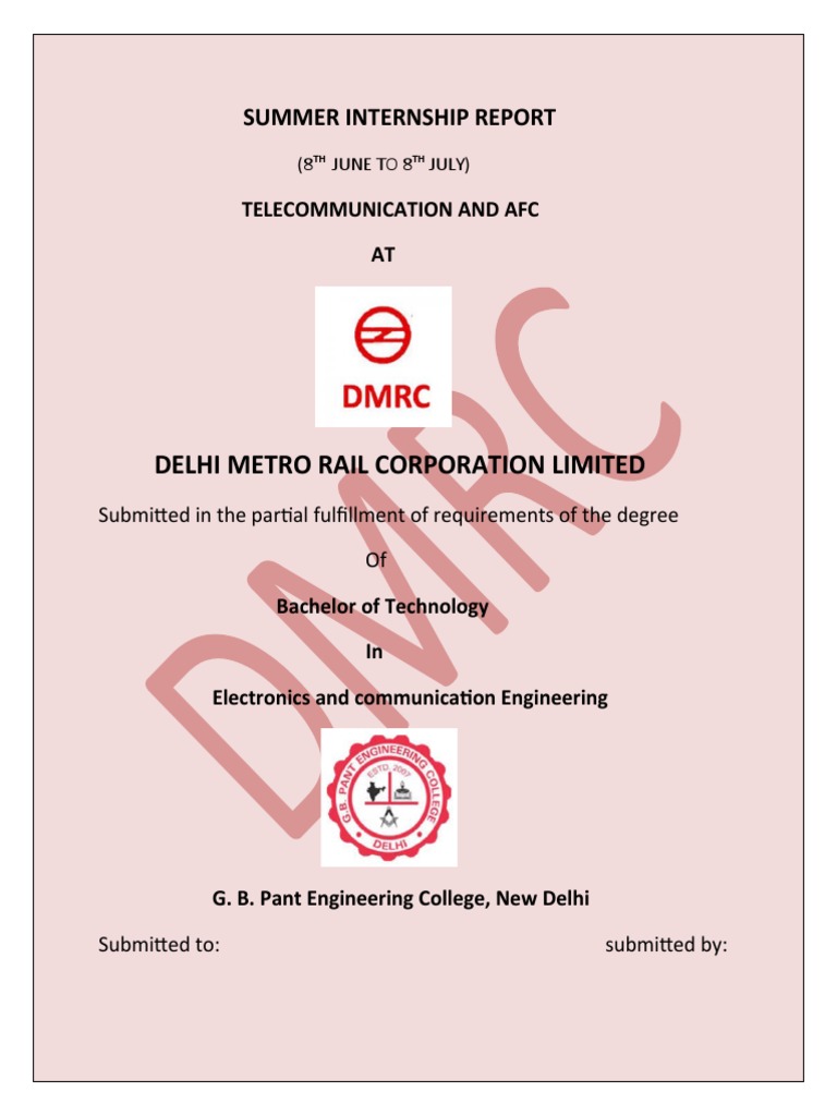 DMRC Summer Internship Report: AFC & Telecom | PDF | Optical Fiber | Data Transmission