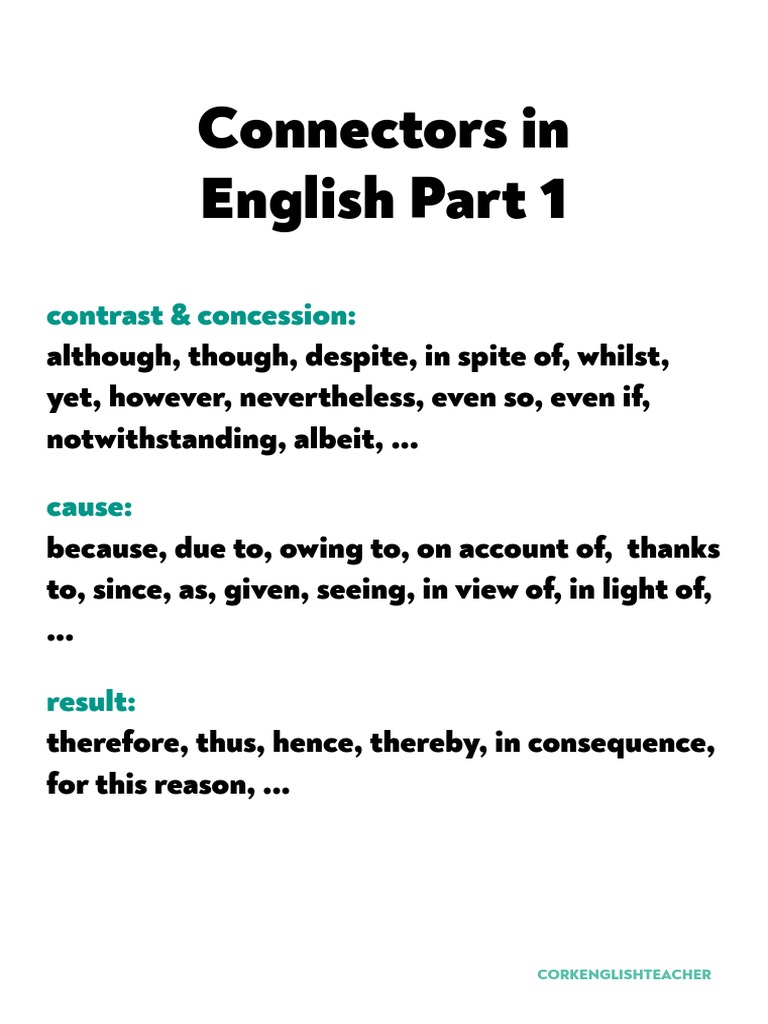 Connectors in English Part 1: Contrast & Concession | PDF | Verb | Phrase