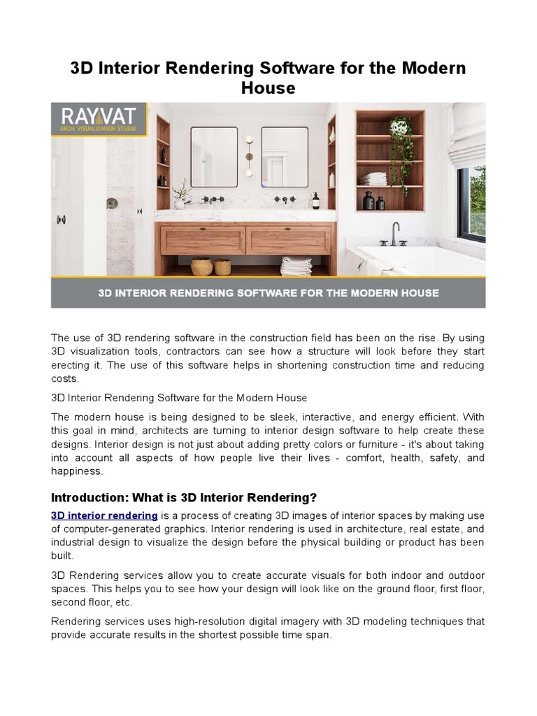 3D Interior Rendering Software For The Modern House | PDF | 3 D Computer Graphics | Rendering ...