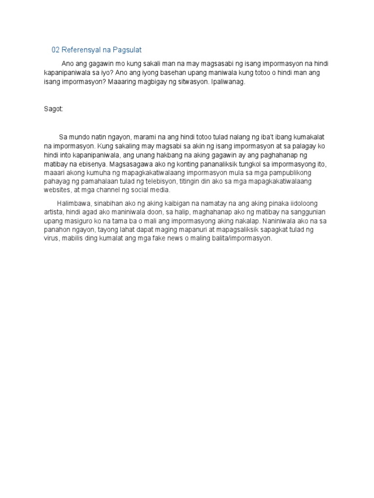 02 Referensyal Na Pagsulat | PDF