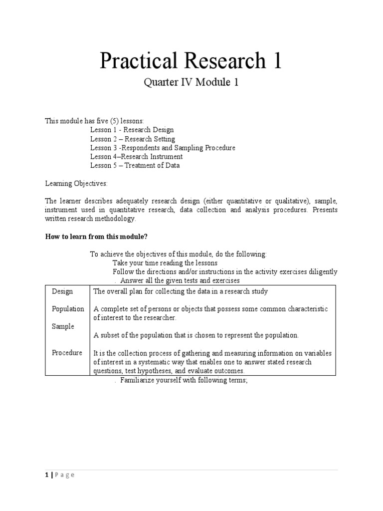 Practical Research 1 - 4th Quarter LAS | PDF | Level Of Measurement ...