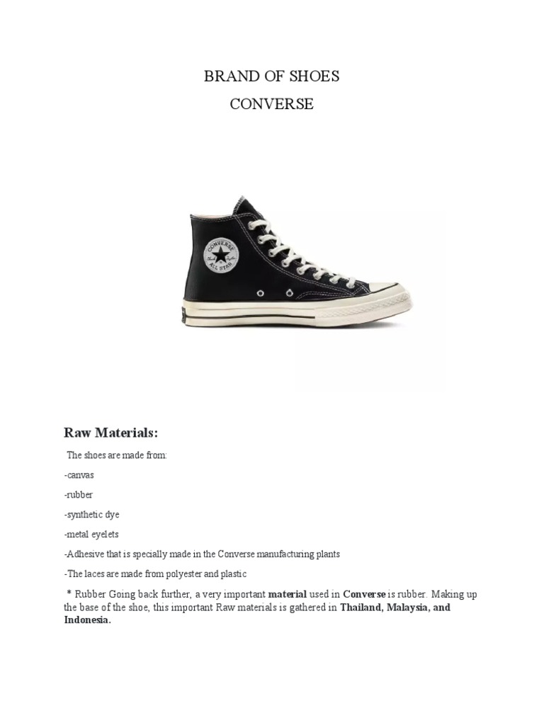 Brand of Shoes Converse: Raw Materials | PDF