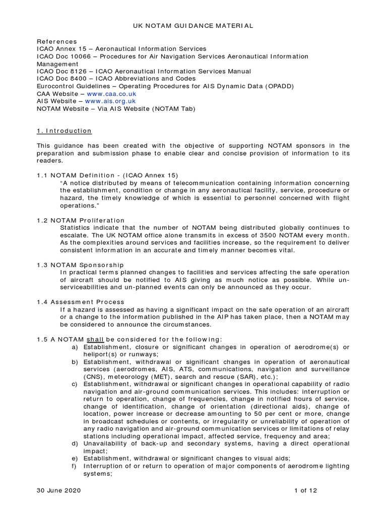 WWW - Caa.co - Uk: Uk Notam Guidance Material References | PDF | Air ...