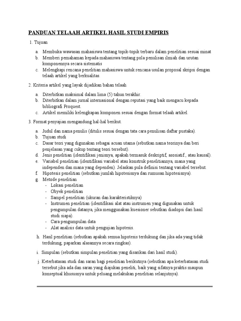 Panduan Telaah Artikel Hasil Studi Empiris | PDF