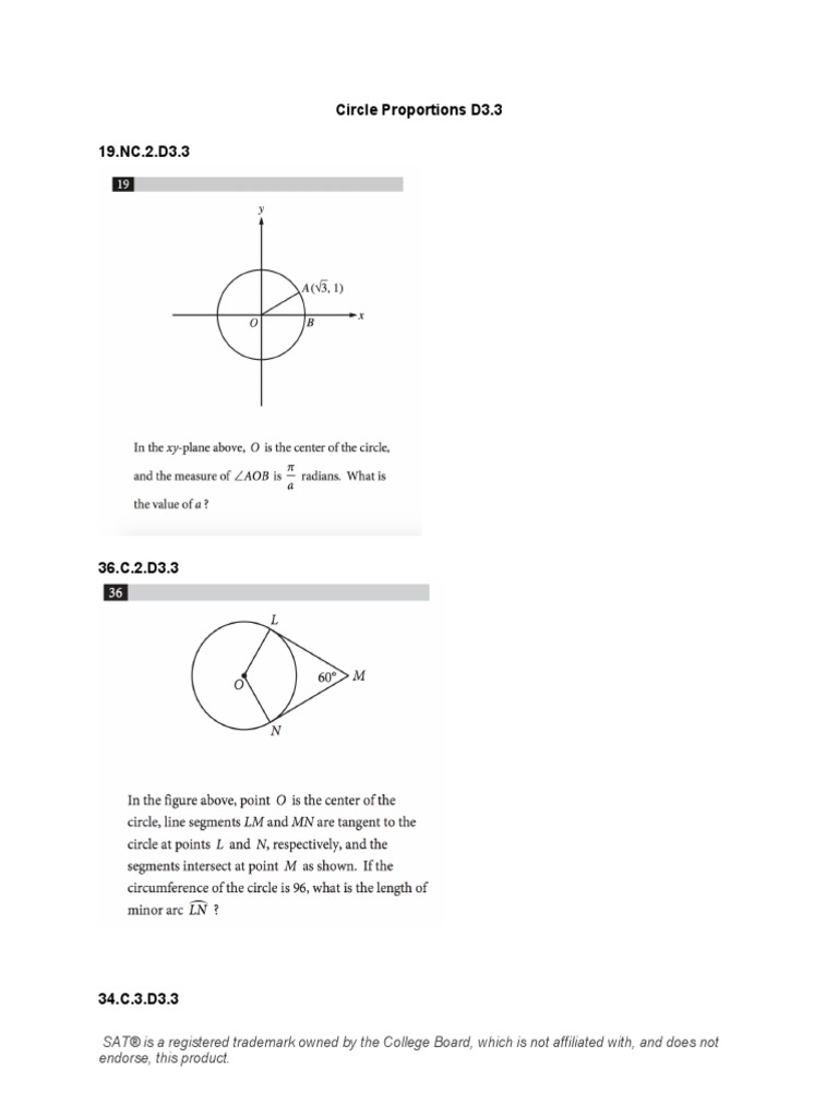 Circle Proportions D3.3 19.NC.2.D3.3 | PDF