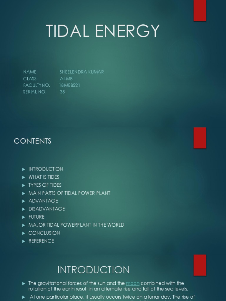 Tidal Energy | PDF | Tide | Sustainable Energy