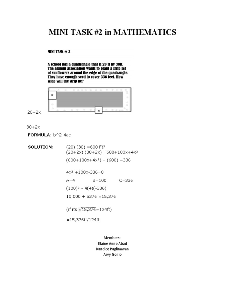 Mathematics Mini Task #2 Solution | PDF