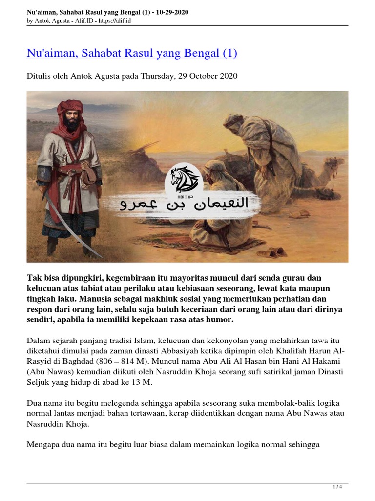Nu'aiman, Sahabat Rasul Yang Bengal | PDF