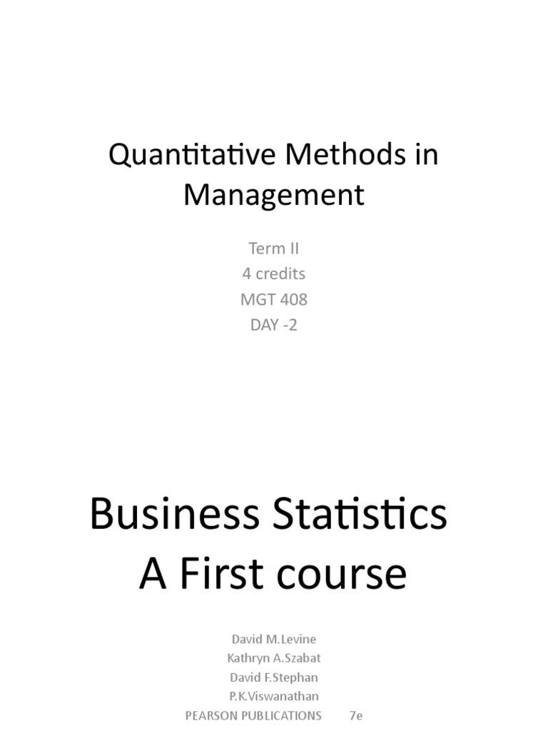 Quantitative Methods in Management: Term II 4 Credits MGT 408 DAY - 2 ...