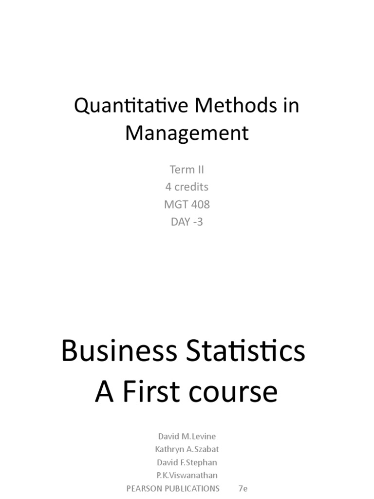Quantitative Methods in Management: Term II 4 Credits MGT 408 DAY - 3 ...