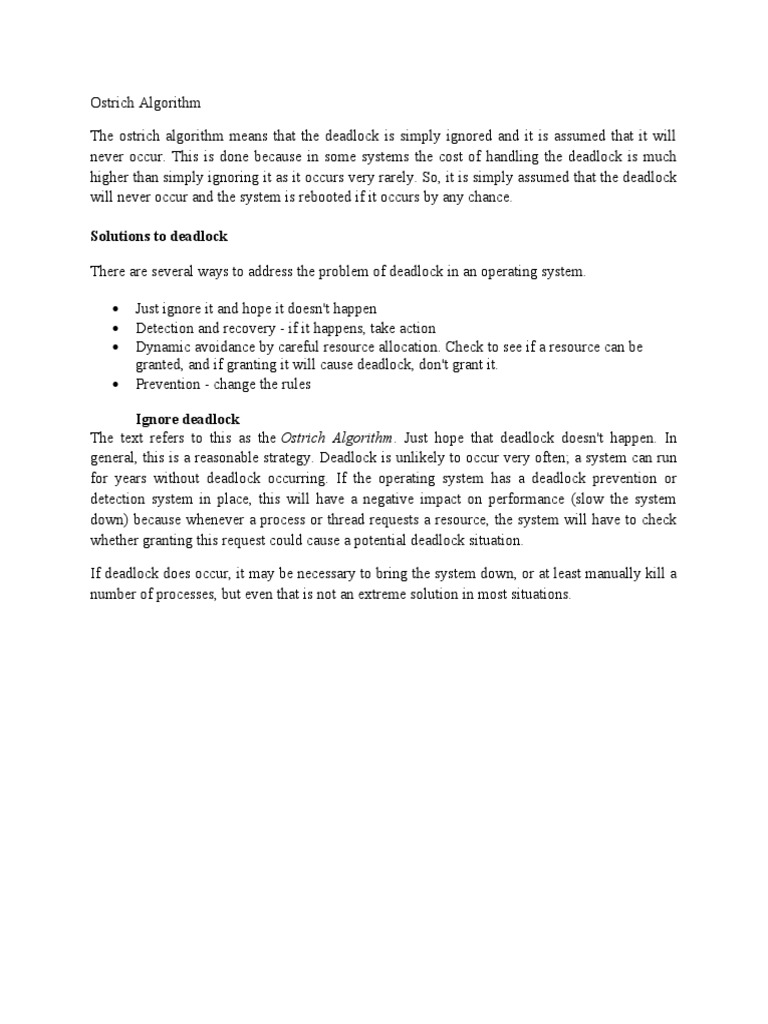 Solutions To Deadlock | PDF