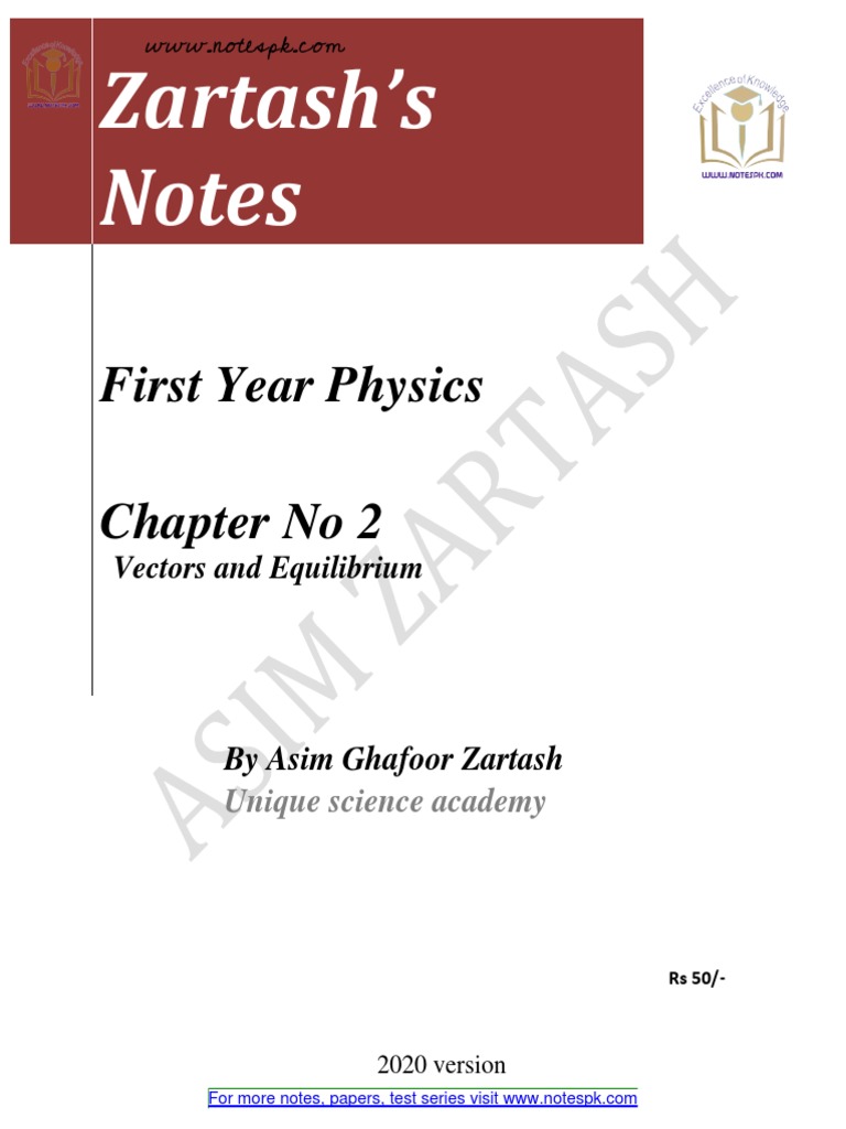 1st Year Physics Chapter 2 NOTESPK | PDF | Torque | Euclidean Vector