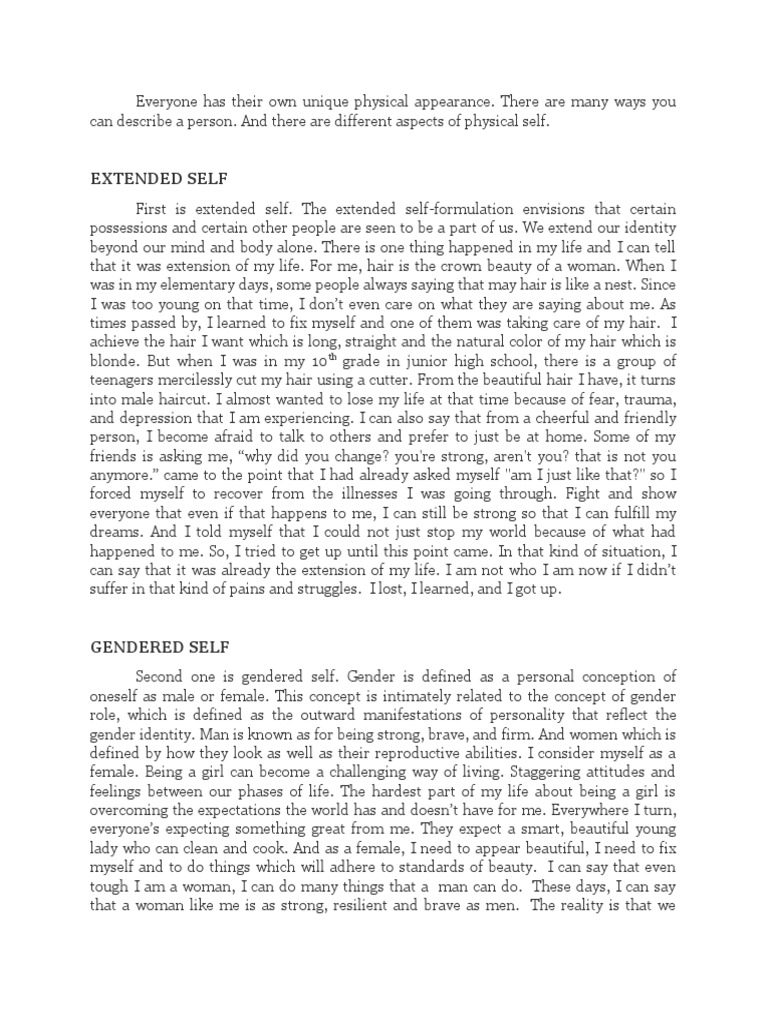Extended Self | PDF | Gender Studies | Gender