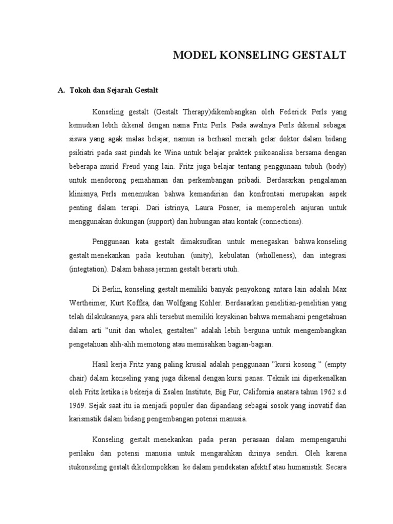 Model Konseling Gestalt | PDF | Pengembangan Diri