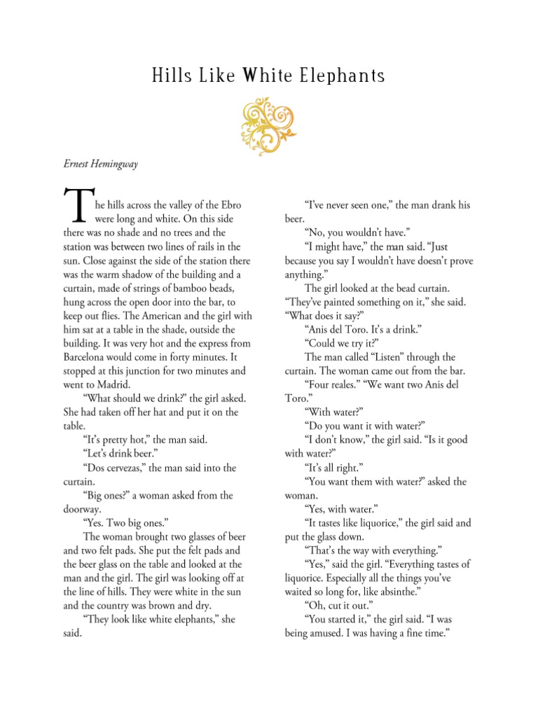 6 Hemingway Hills Like White Elephants | PDF