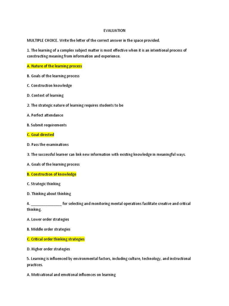 FLCT Evaluation 2 | PDF | Learning | Motivation