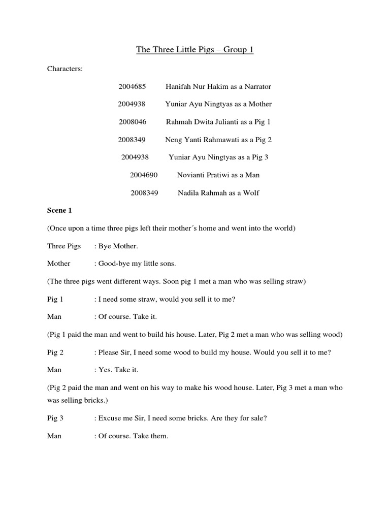 The Three Little Pigs Group 1 PGSD 3C | PDF