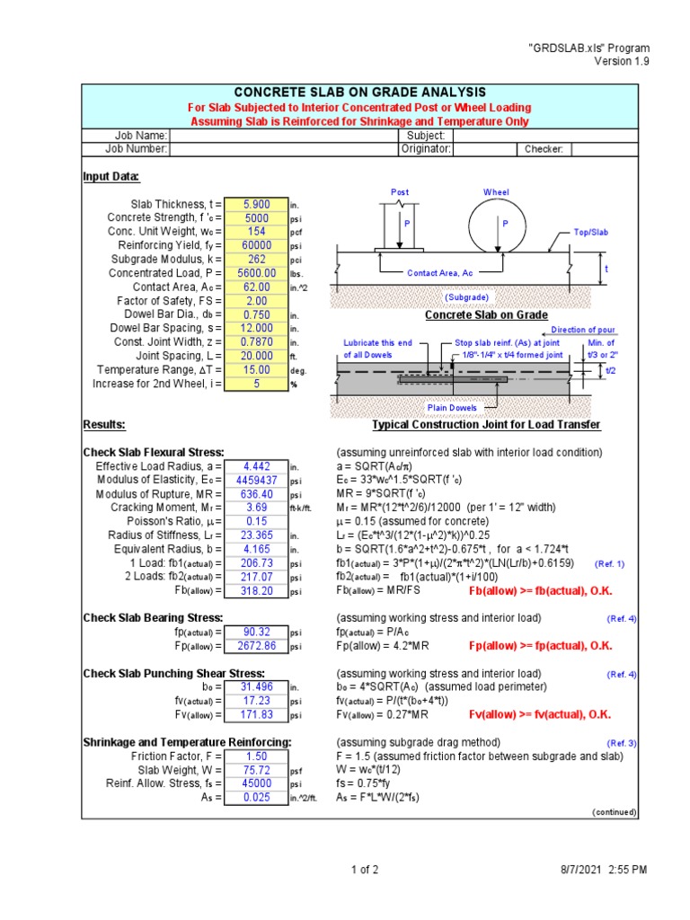 Calculation of Slab On Grade 15 CM | PDF | Continuum Mechanics ...