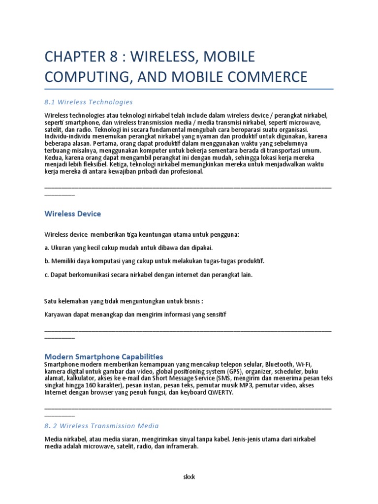 Chapter 8: Wireless, Mobile Computing, and Mobile Commerce | PDF