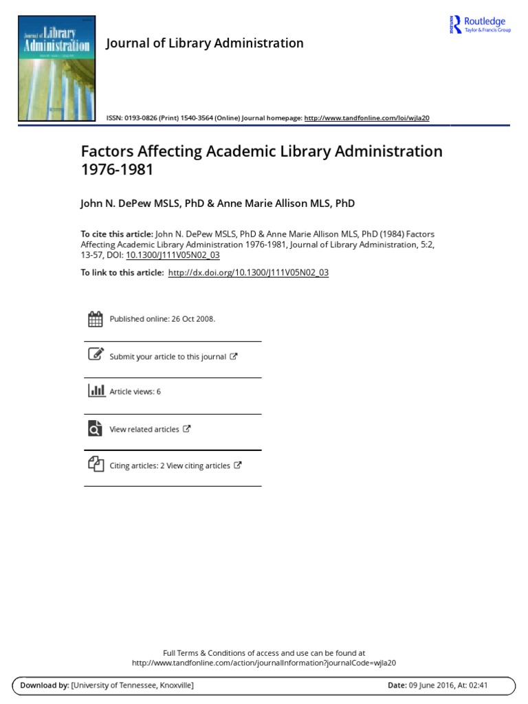 DePew, John N. Allison, Anne Marie (1984) - Factors Affecting Academic ...