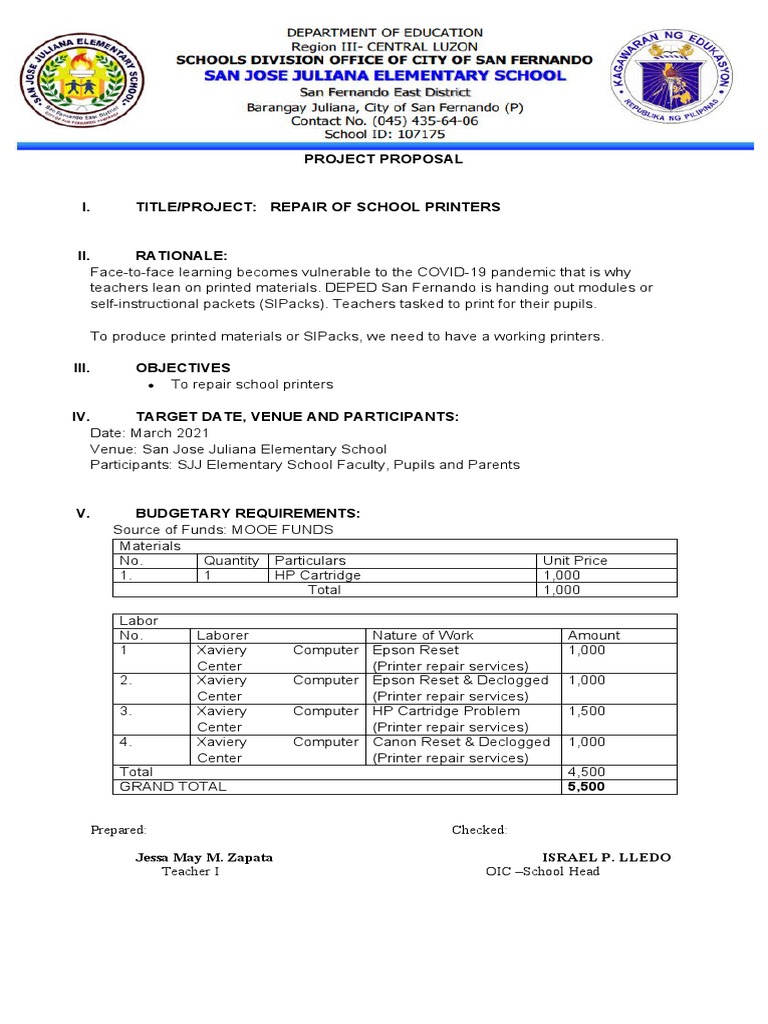Project Proposal Printer Repair | PDF