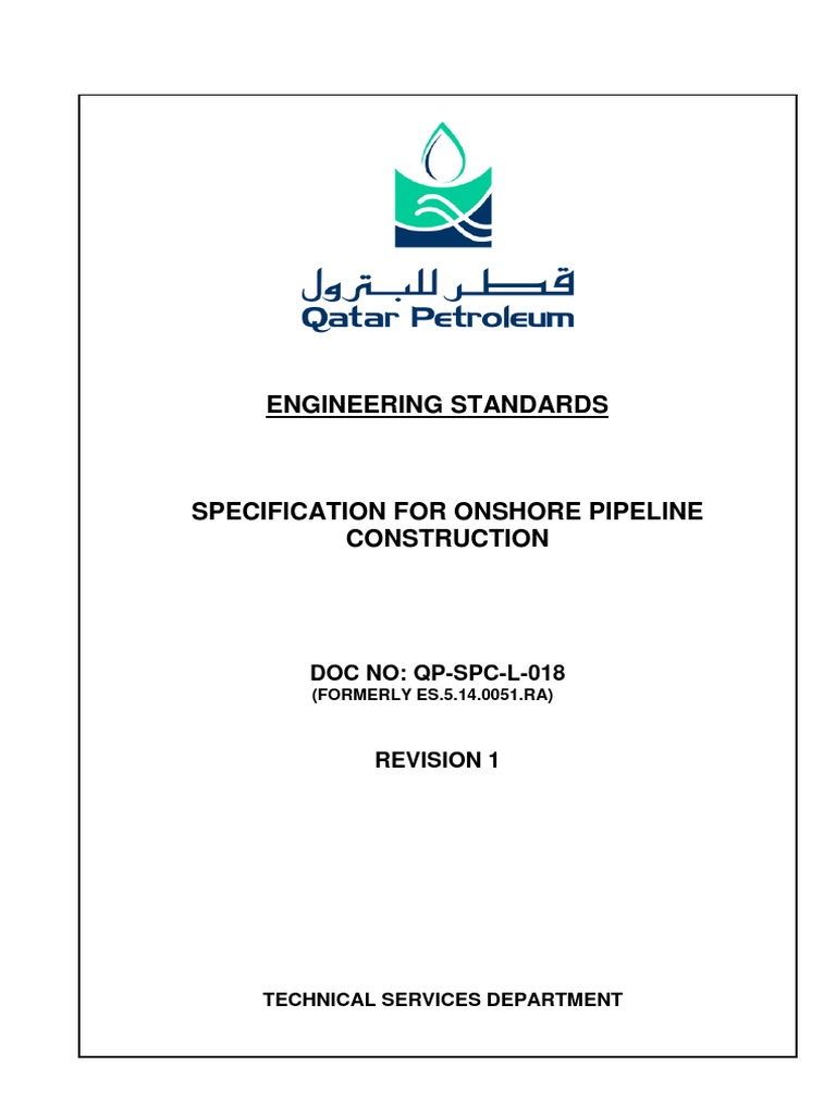 QP Specification For Onshore Pipeline Construction (QP-SPC-L-018-R1 ...
