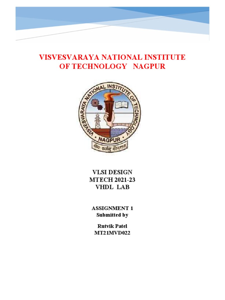 VHDL Lab Assignment 1: Implementation of Combinational Logic Circuits Using Dataflow Modeling ...