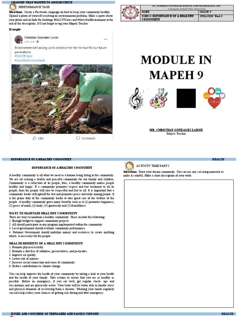Module in Mapeh 9: Directions: Create A Facebook Campaign On How To ...