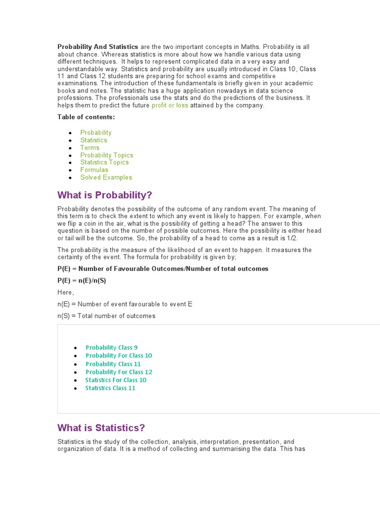 Probability & Statistics Guide | PDF | Expected Value | Probability Distribution