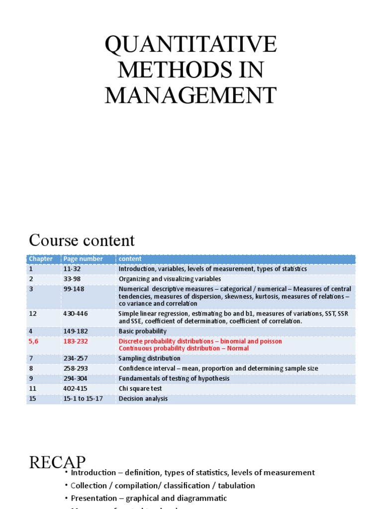 Quantitative Methods in Management | PDF | Probability Distribution ...