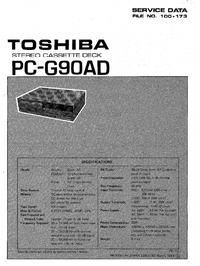 Toshiba PC G90AD Service Manual | PDF