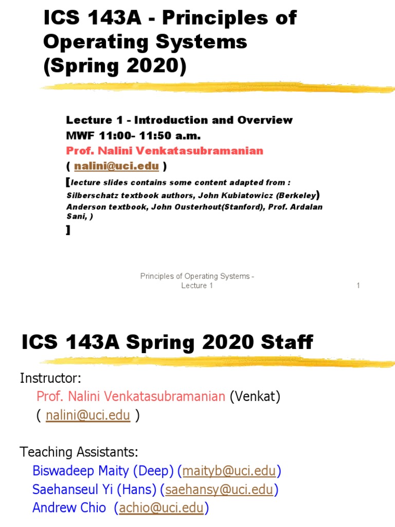 Oslectureset 1 SPR 20 | PDF | Operating System | Kernel (Operating System)