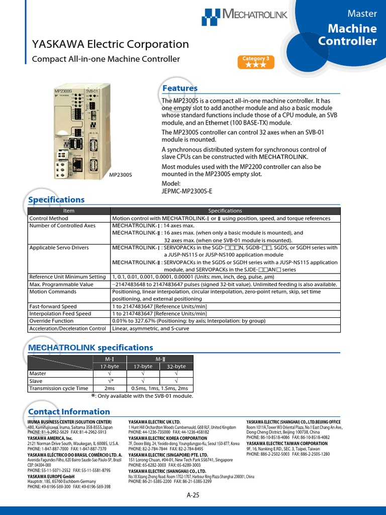 YASKAWA Electric Corporation: Machine Controller | PDF | Computer ...