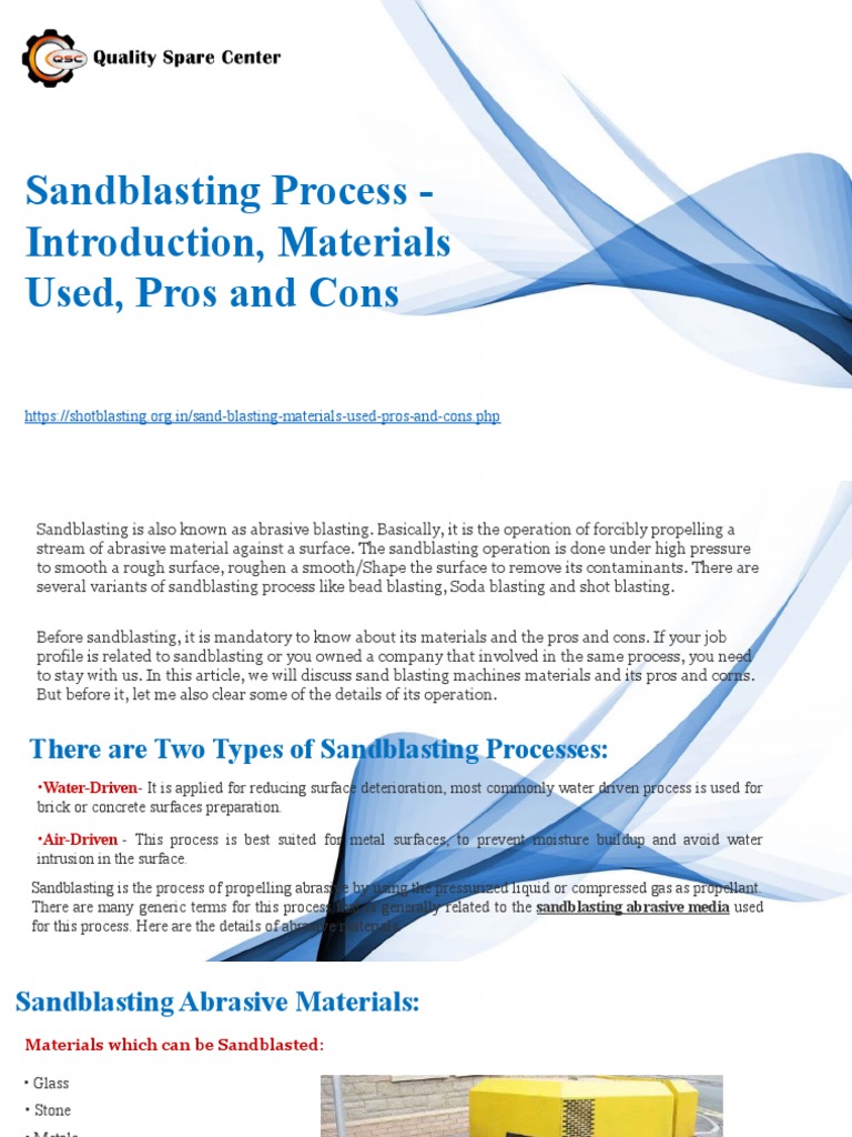 Sandblasting: Materials, Pros & Cons | PDF | Abrasive | Procedural ...