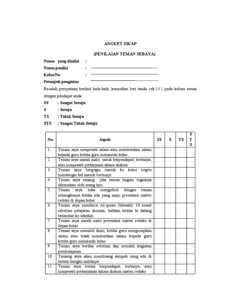 Penilaian Teman Sebaya | PDF