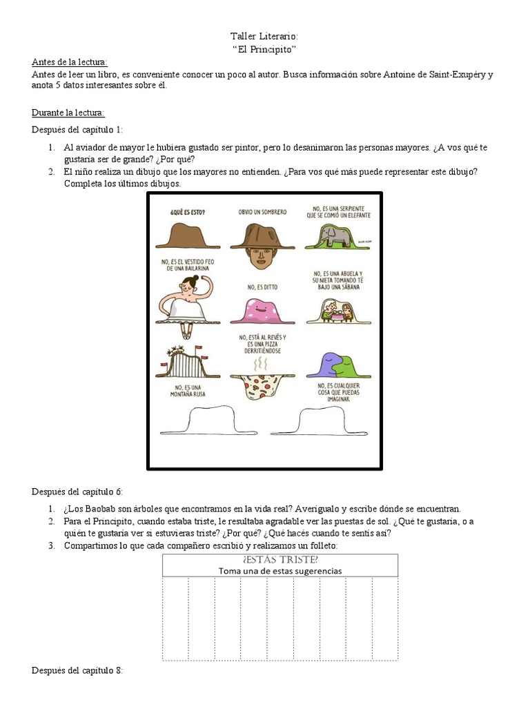 Taller Literario-EL PRINCIPITO-Actividades | PDF | El Principito