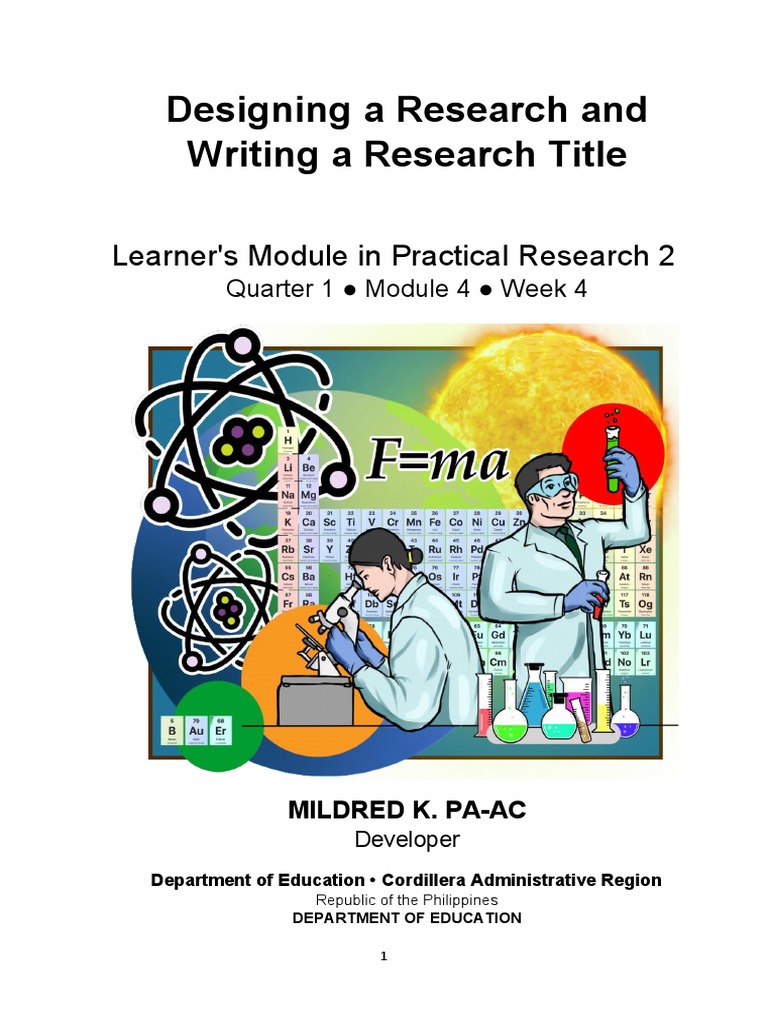 Designing A Research and Writing A Research Title: Learner's Module in ...