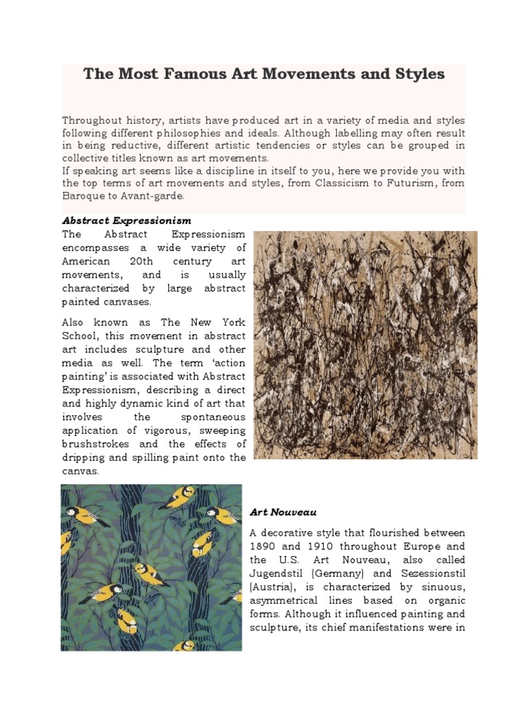 A Survey of Major Art Movements and Styles Throughout History | PDF ...