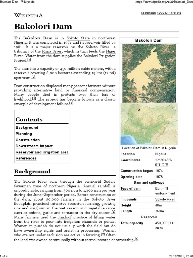 Bakolori Dam | PDF | Hydrology | Water