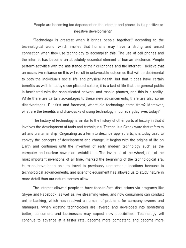 People Are Becoming Too Dependent On The Internet and Phone. | PDF ...