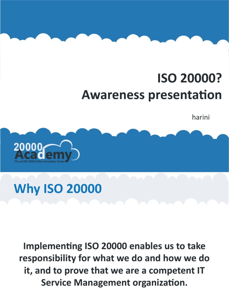 ISO 20000? Awareness Presentation: Harini | PDF | It Service Management ...
