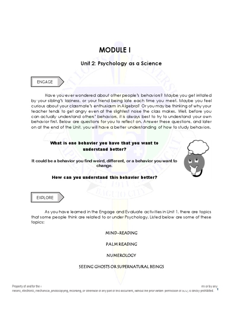 Module 1 Unit 2 Lecture Notes Psych 111 | PDF | Psychology | Science