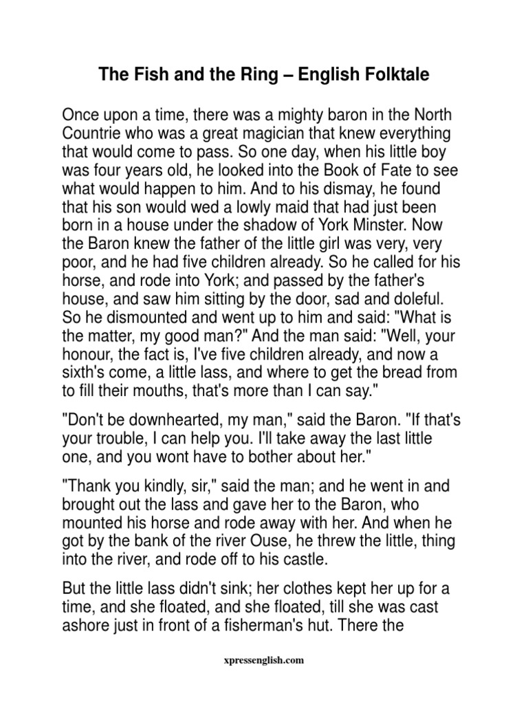 The Fish and The Ring - English Folktale | PDF