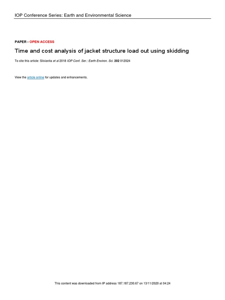 Time and Cost Analysis of Jacket Structure Load Out Using Skidding ...