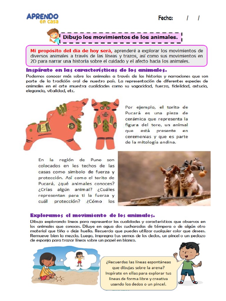 Dibujo Los Movimientos de Los Animales 1° | PDF